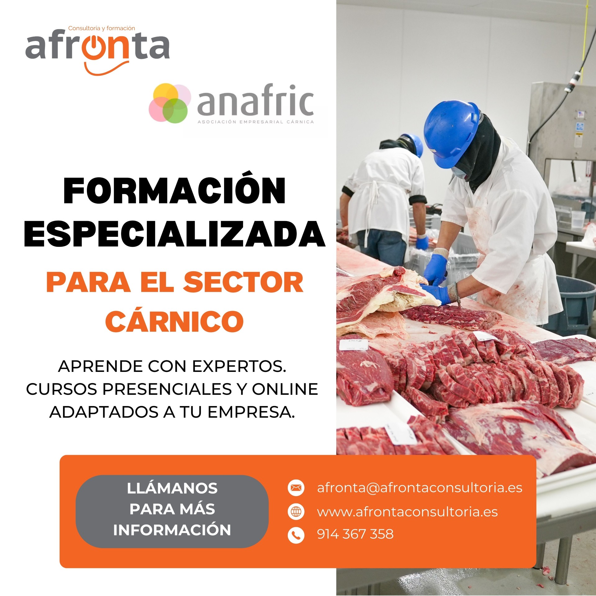 ANAFRIC y AFRONTA refuerzan la formación cárnica